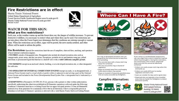 Campfire restrictions take effect Siskiyou County