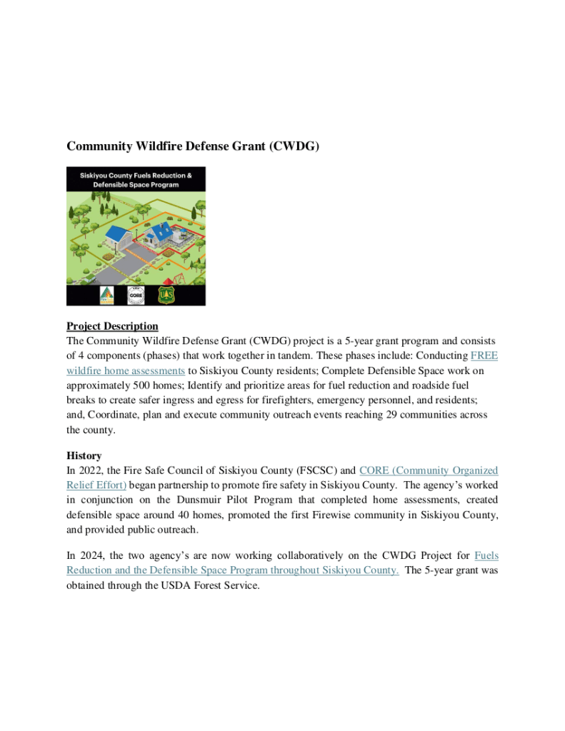 Community Wildfire Defense Grant (CWDG)